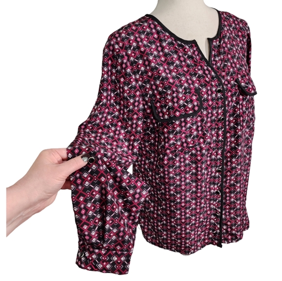 Elementz | Tops | Elementz Geometric Print Button Front Career Shirt ...